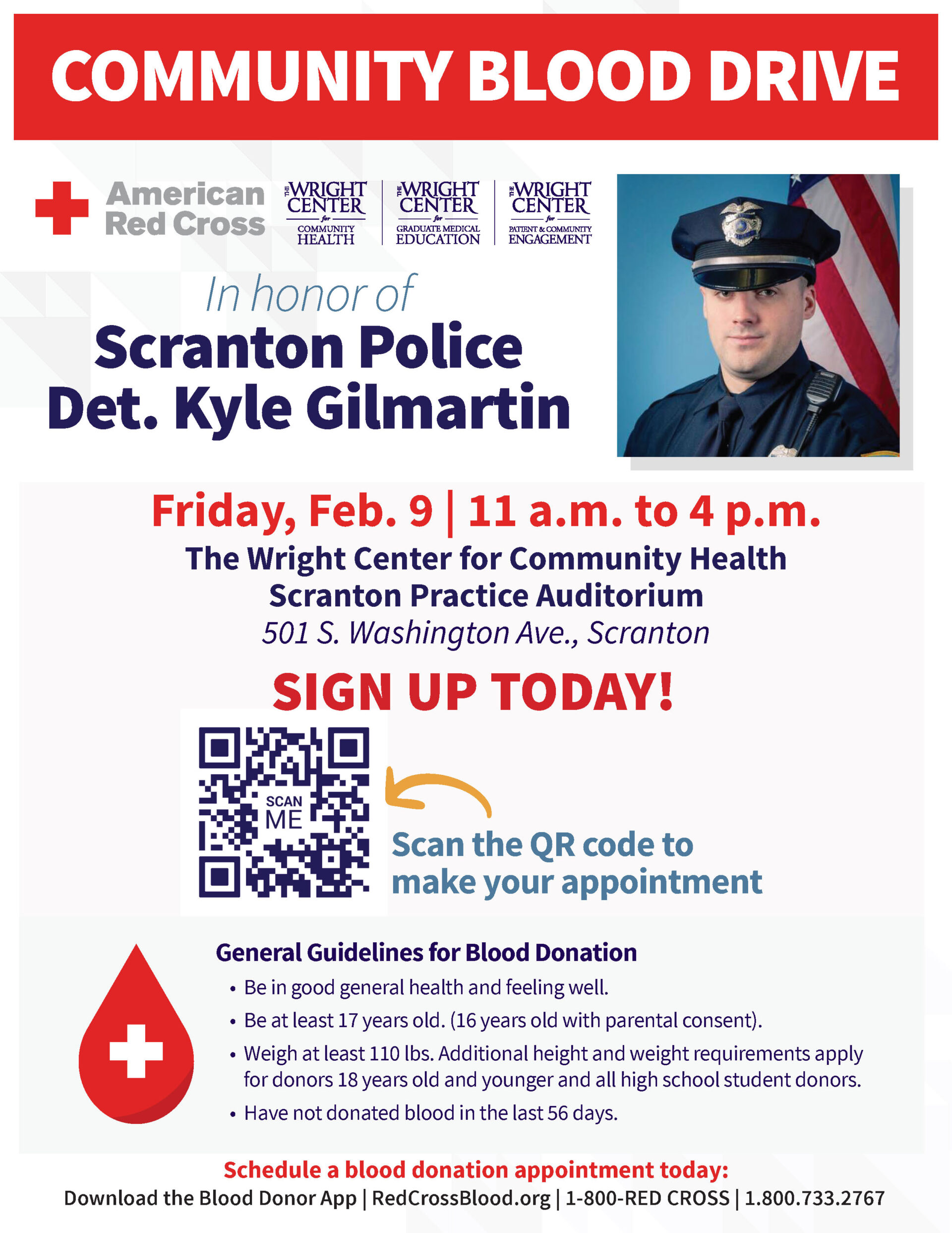 Blood drive to honor injured Scranton officer - The Wright Center
